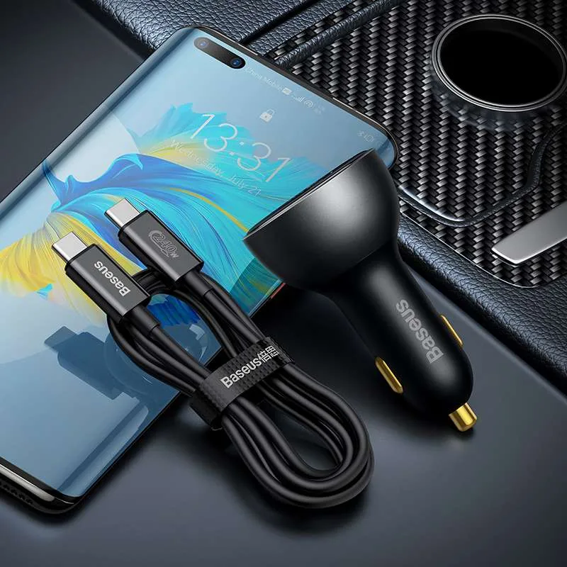 Baseus 140W Digital Display PD3.1 Dual U+C Fast Charging Car Charger ...